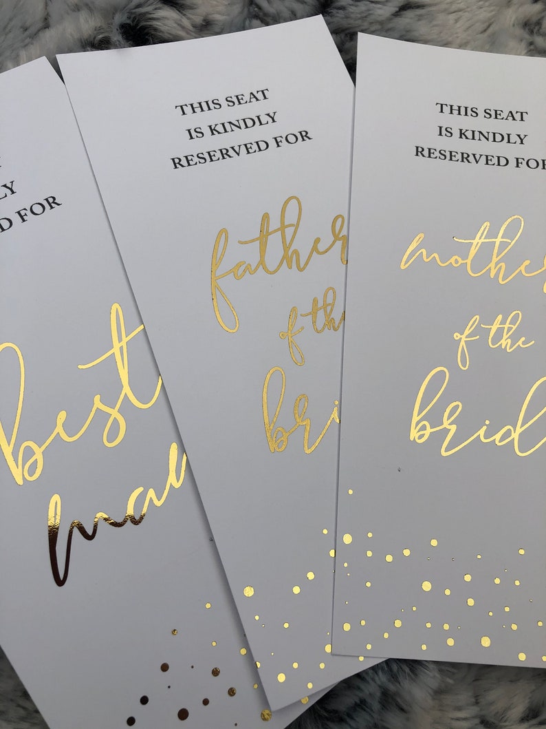 Foiled Seat Reservation Card Packs / Wedding Decor / Table | Etsy UK
