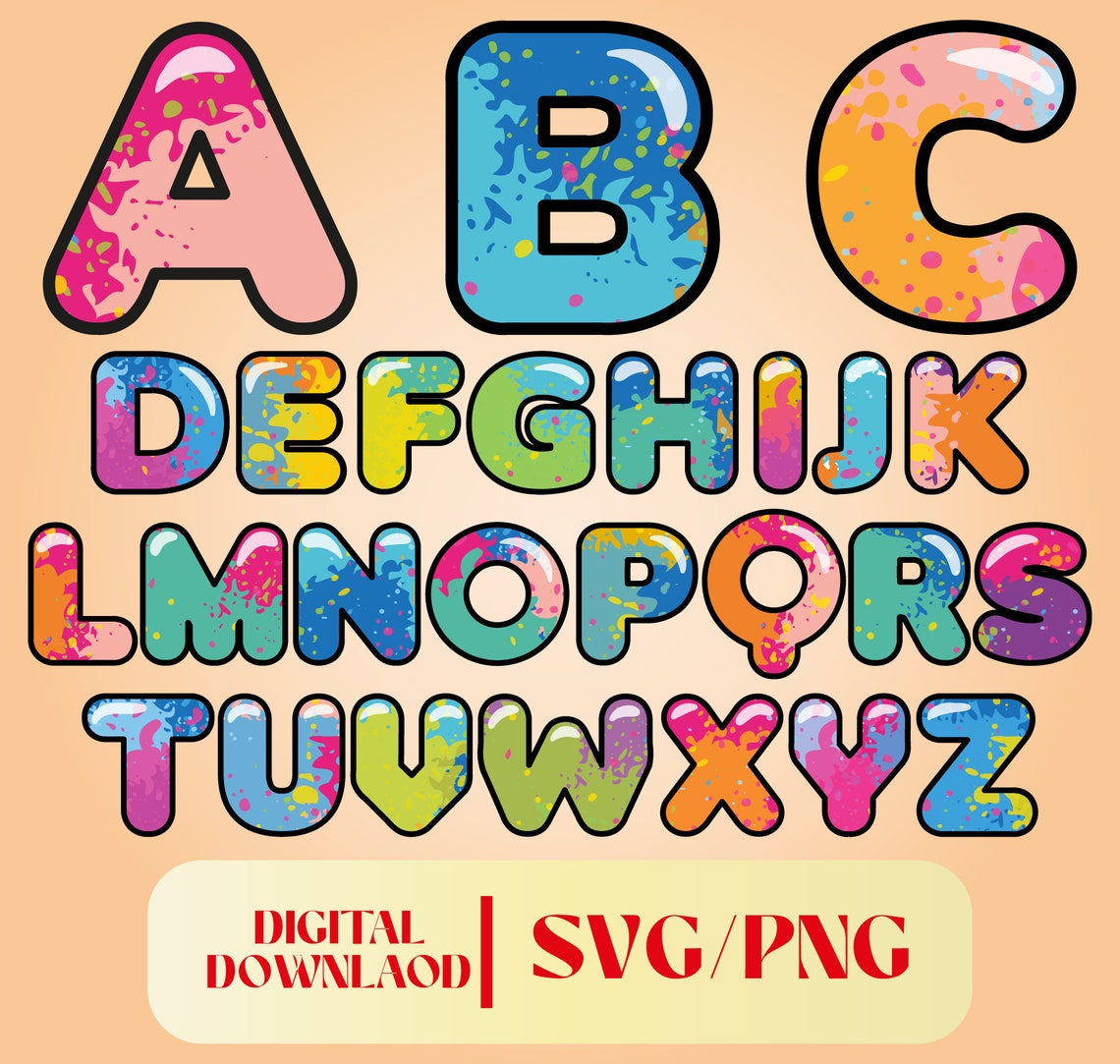 Color Font PNG and SVG Format | Watercolor Font | Birthday Letters and ...