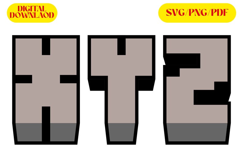 Minecraft Alphabets Svg | Minecraft Letters and Numbers Png - Etsy