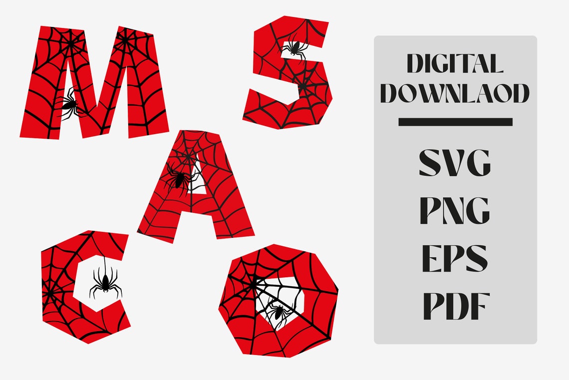 Spider Alphabet Svg/png/pdf/eps | Spider Font | Spiderman Birthday ...