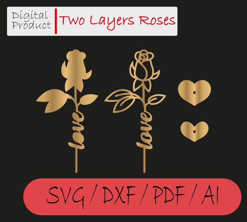 Two Layer Rose Laser Cut Svg Files | Rose Laser Cut File for Glowforge ...