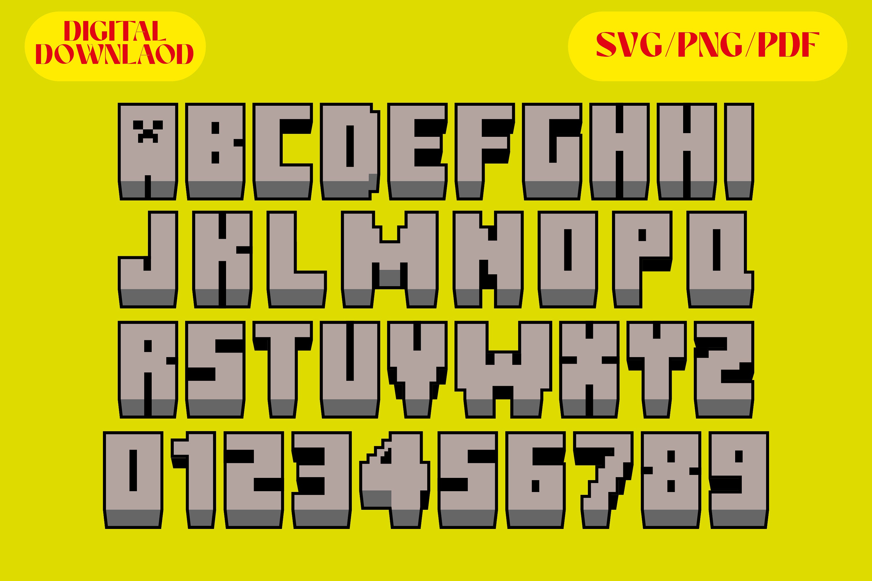 Minecraft Alphabets Svg | Minecraft Letters and Numbers Png - Etsy