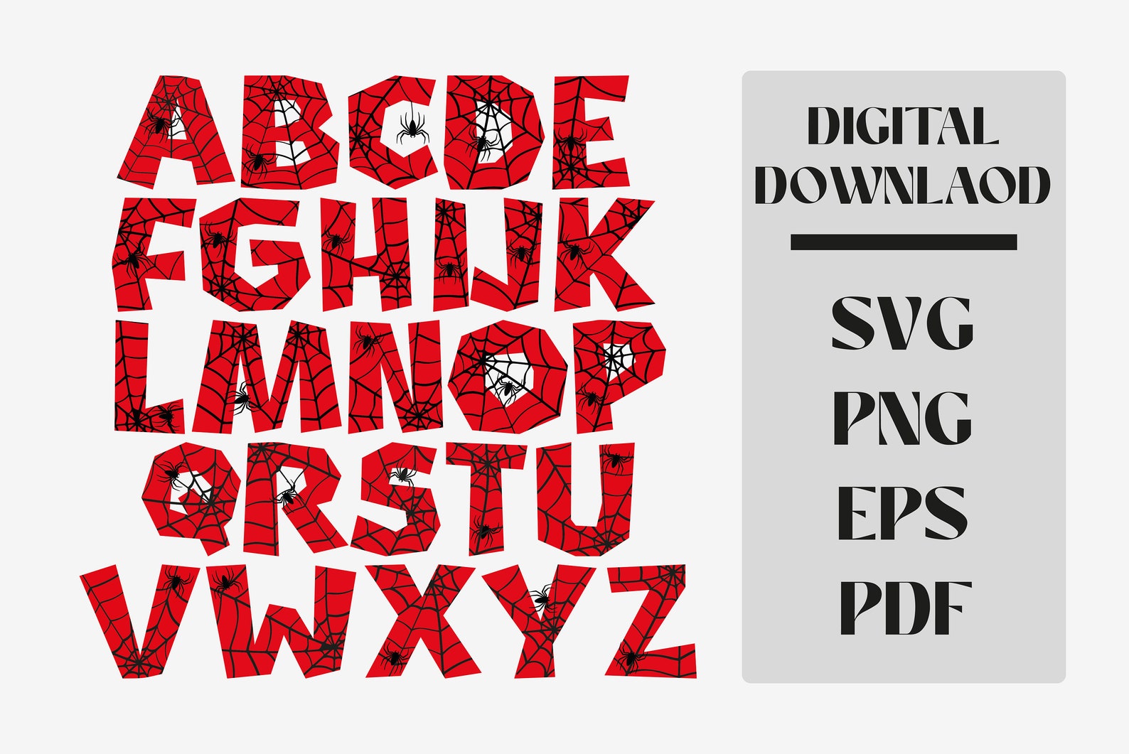 Spider Alphabet Svg/png/pdf/eps | Spider Font | Spiderman Birthday ...