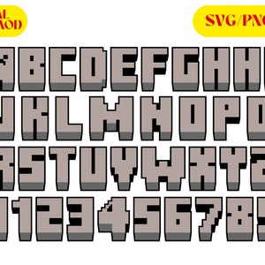 Minecraft Alphabets Svg | Minecraft Letters and Numbers Png - Etsy