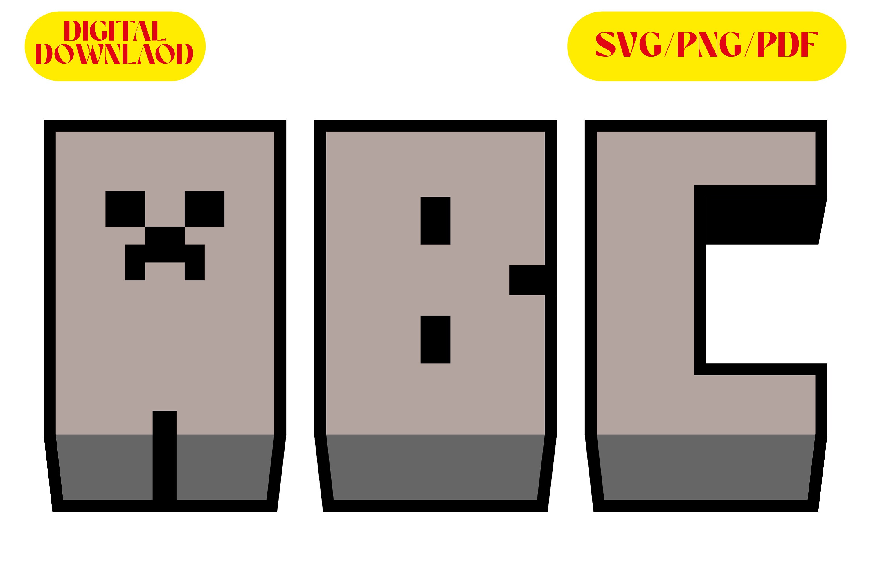 Minecraft Alphabets Svg | Minecraft Letters and Numbers Png - Etsy