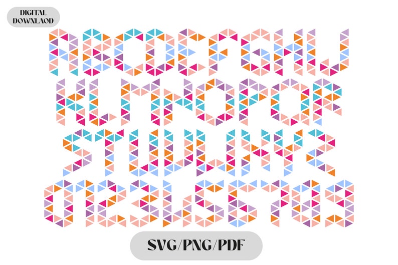 Colorful Alphabet SVG, PNG, PDF Geometric Letters & Numbers Triangles ...