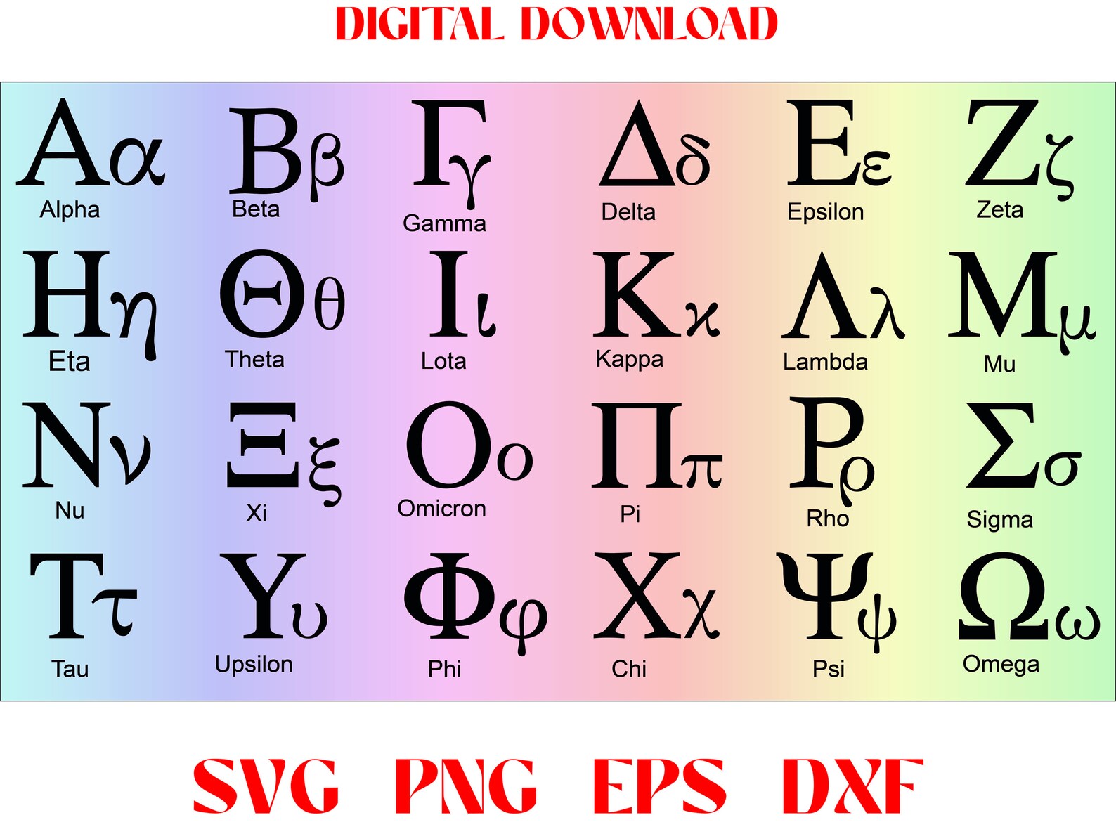 Greek Letters SVG Font: Fraternity Sorority Alphabet (digital Download ...