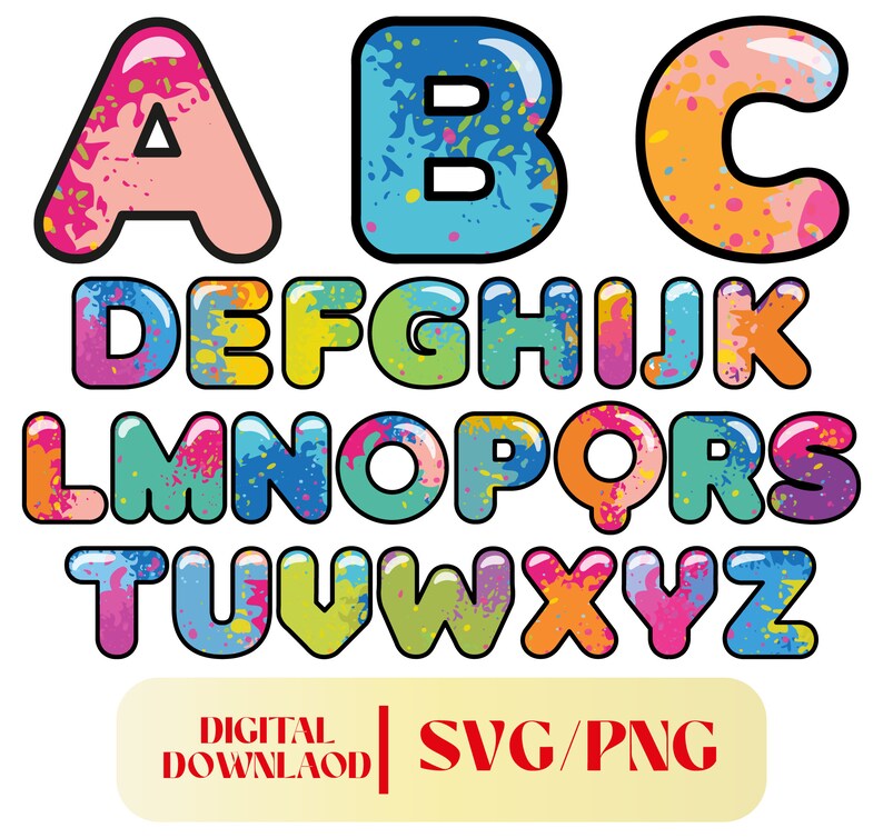 Color Font PNG and SVG Format | Watercolor Font | Birthday Letters and ...