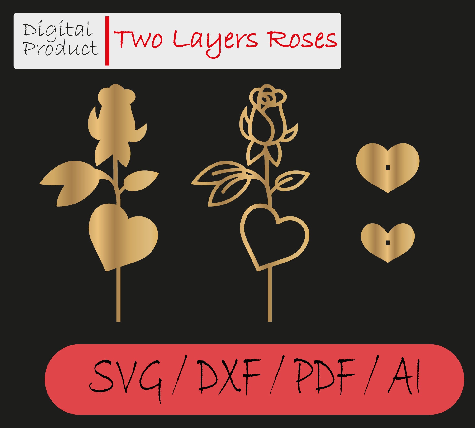 Two Layer Rose Laser Cut Svg Files | Rose Laser Cut File for Glowforge ...