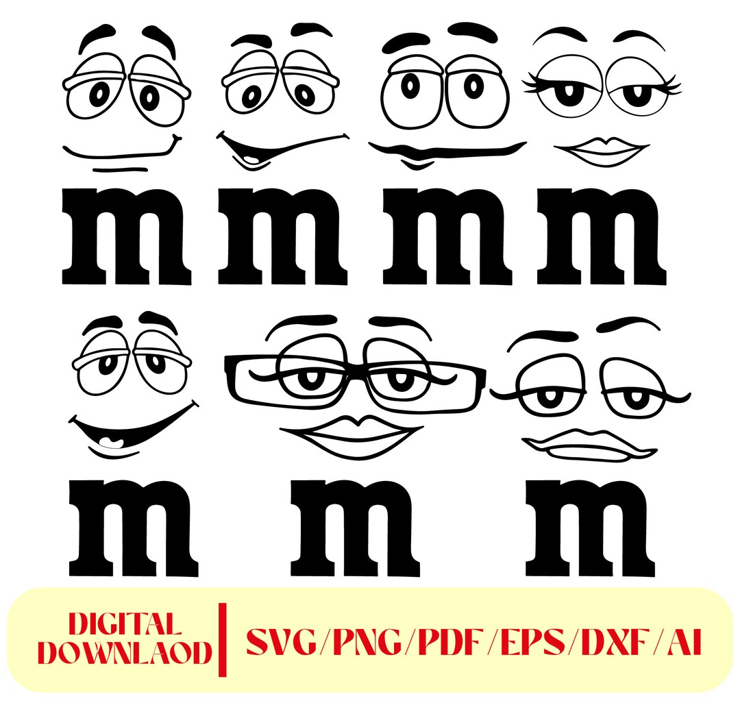 Candy Faces SVG With M Character Graphics, Cricut-ready (digital ...
