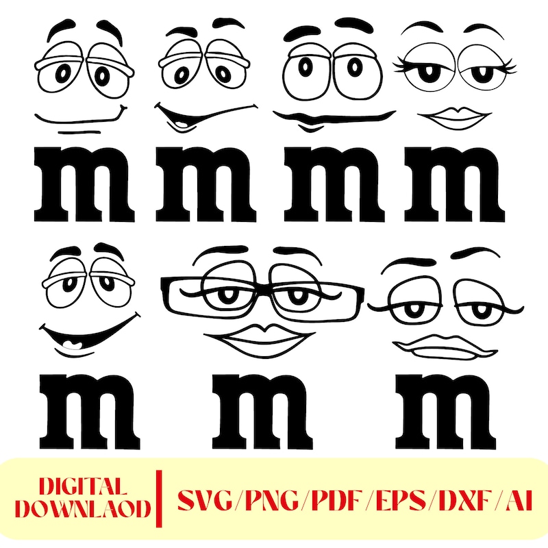 M&m Face Svg - Etsy