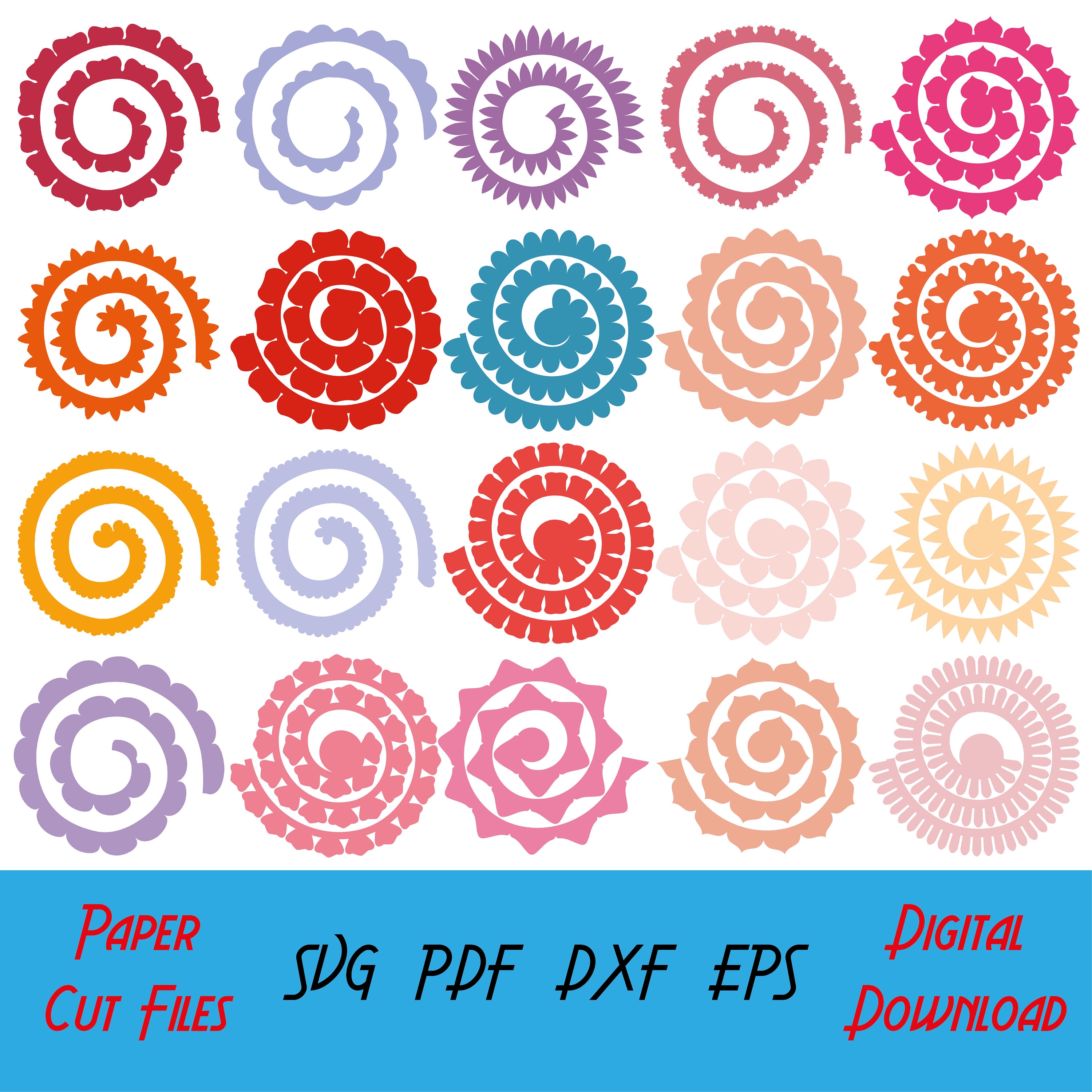 Rolled Flower SVG - Printable Paper | 3D Flower SVG - Paper Flower ...
