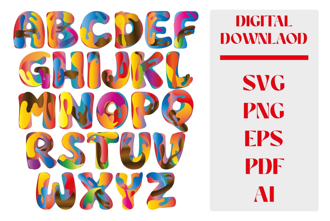 Colorful Letters and Numbers Svg/png/eps/pdf | Alphabet Svg | Birthday ...