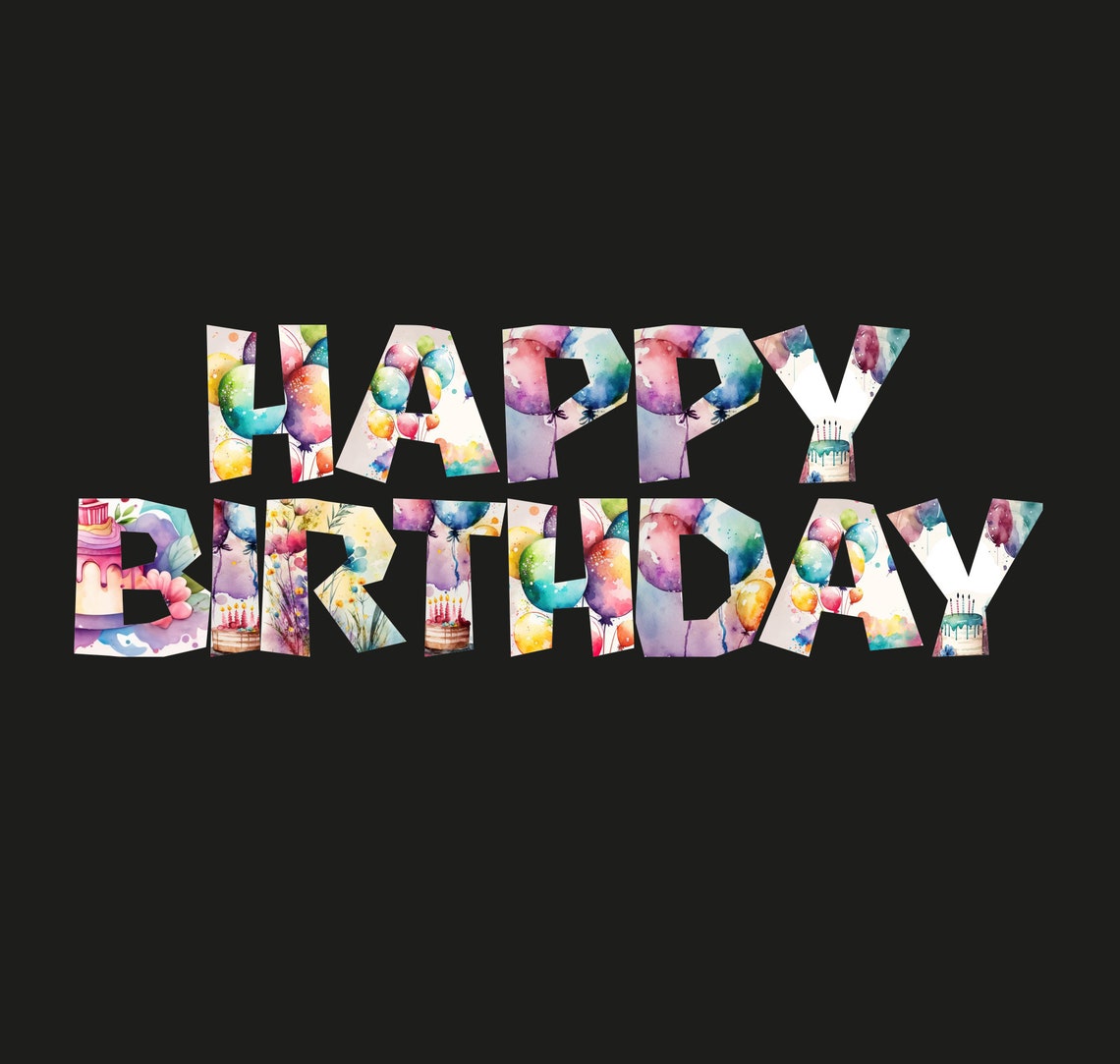 Watercolor Letters and Numbers PNG: Birthday Font (digital Download) - Etsy