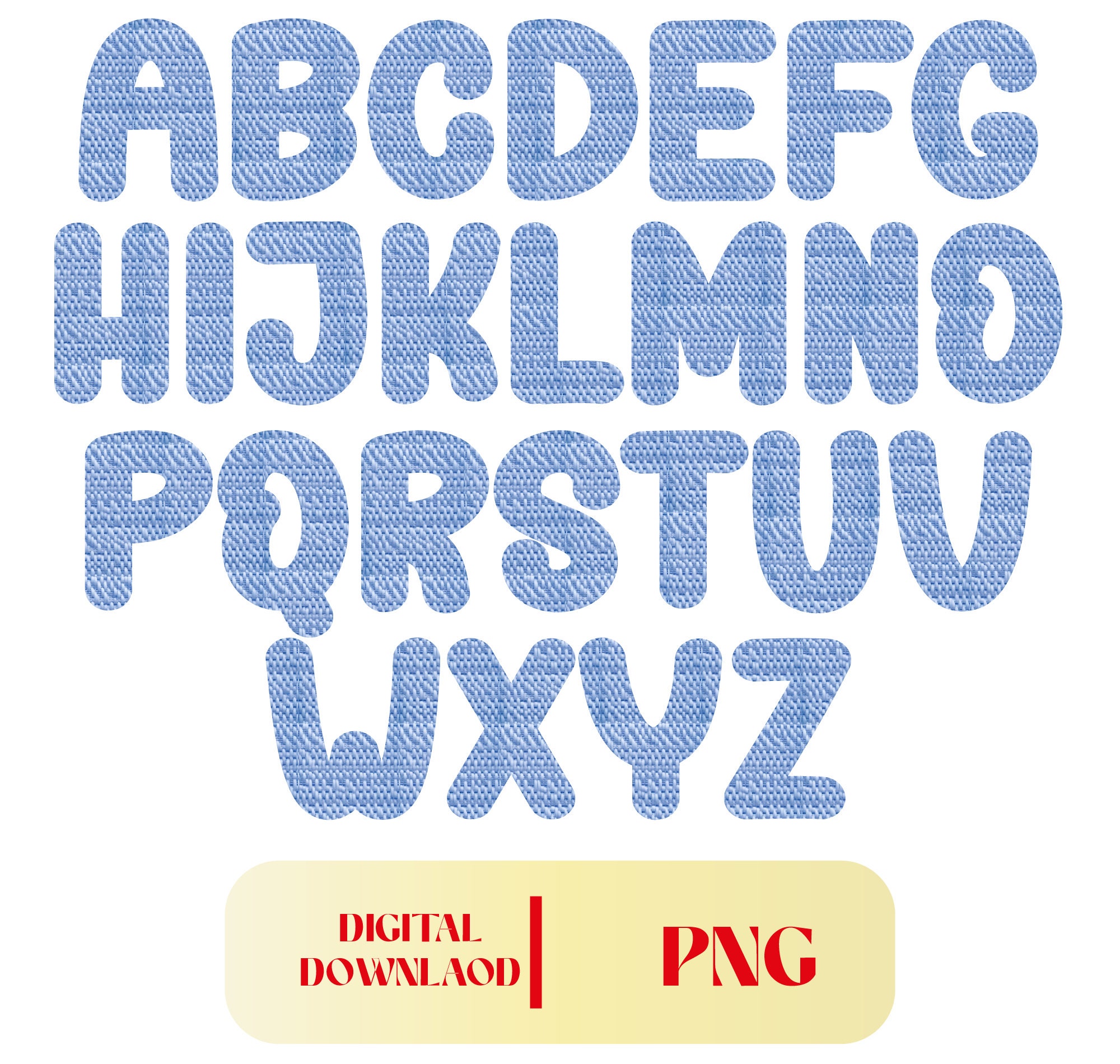 Faux Embroidery Alphabet PNG Faux Embroidery Numbers PNG - Etsy