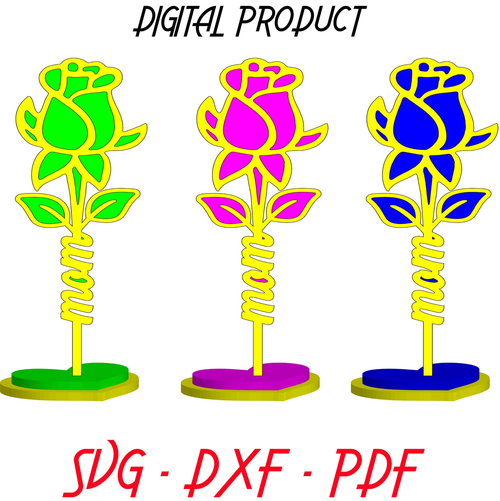 Two Layer Rose Laser Cut Svg Files Rose Laser Cut File for - Etsy