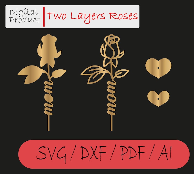 Two Layer Rose Laser Cut Svg Files | Rose Laser Cut File for Glowforge ...