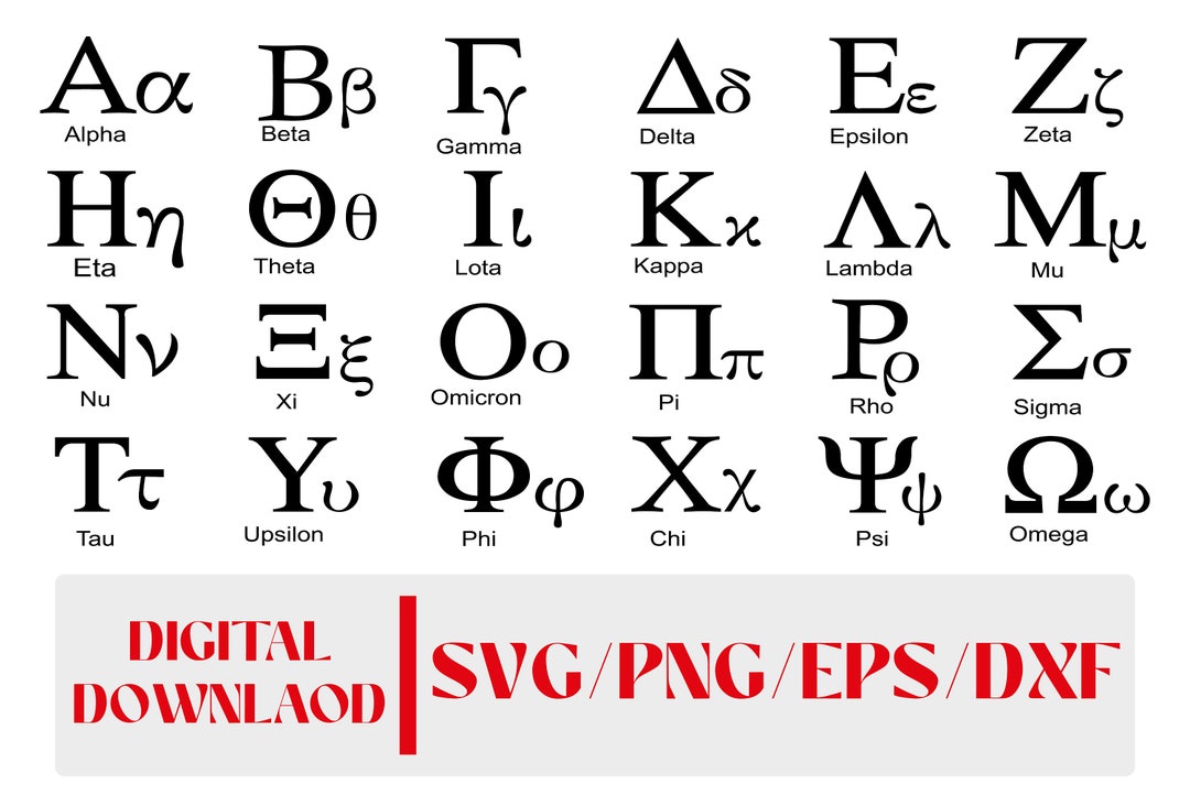 Greek Letters Svg, Png, Eps and Dxf Files |instant Download | Fancy ...