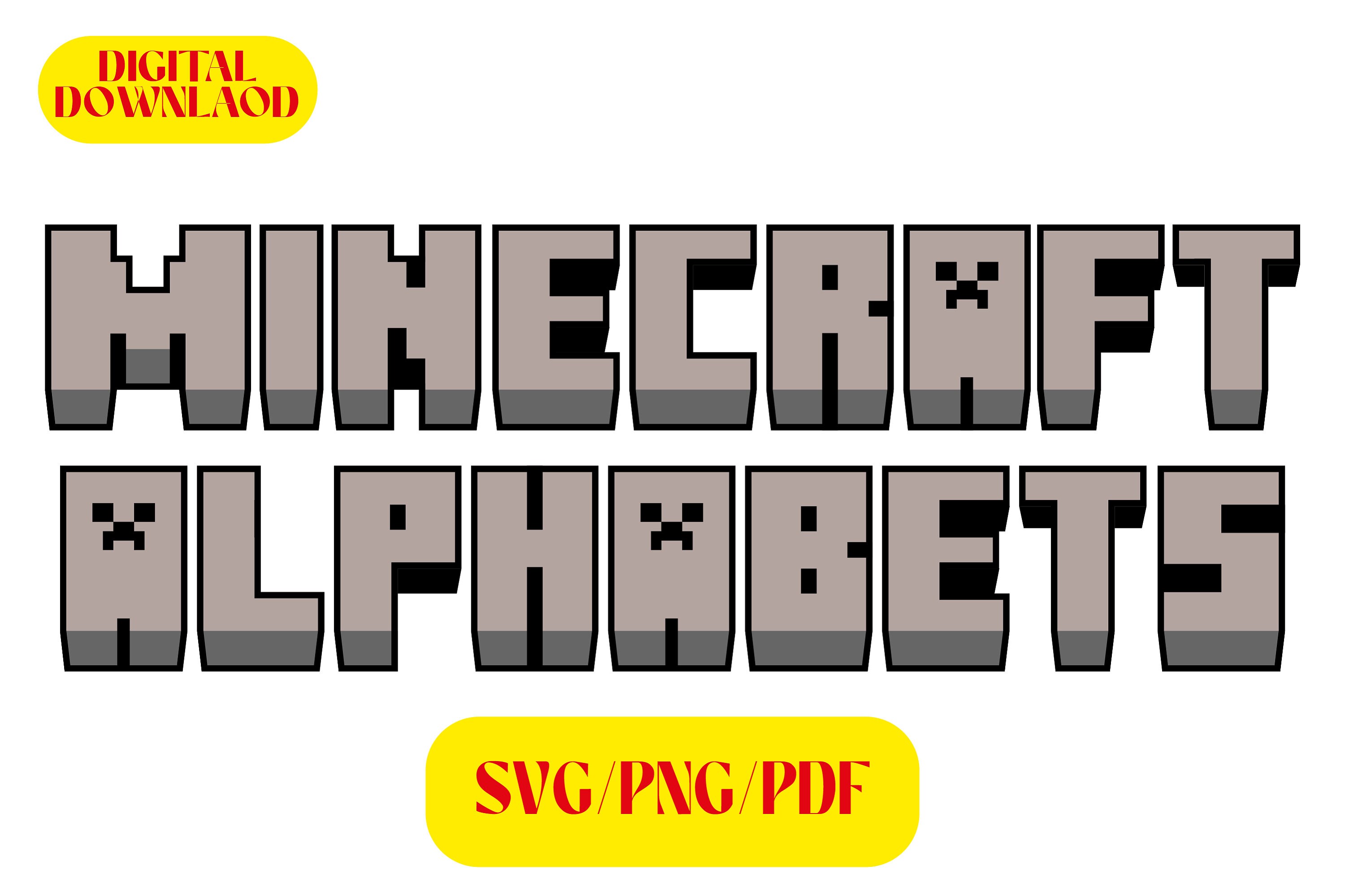 Minecraft Alphabets Svg | Minecraft Letters and Numbers Png - Etsy