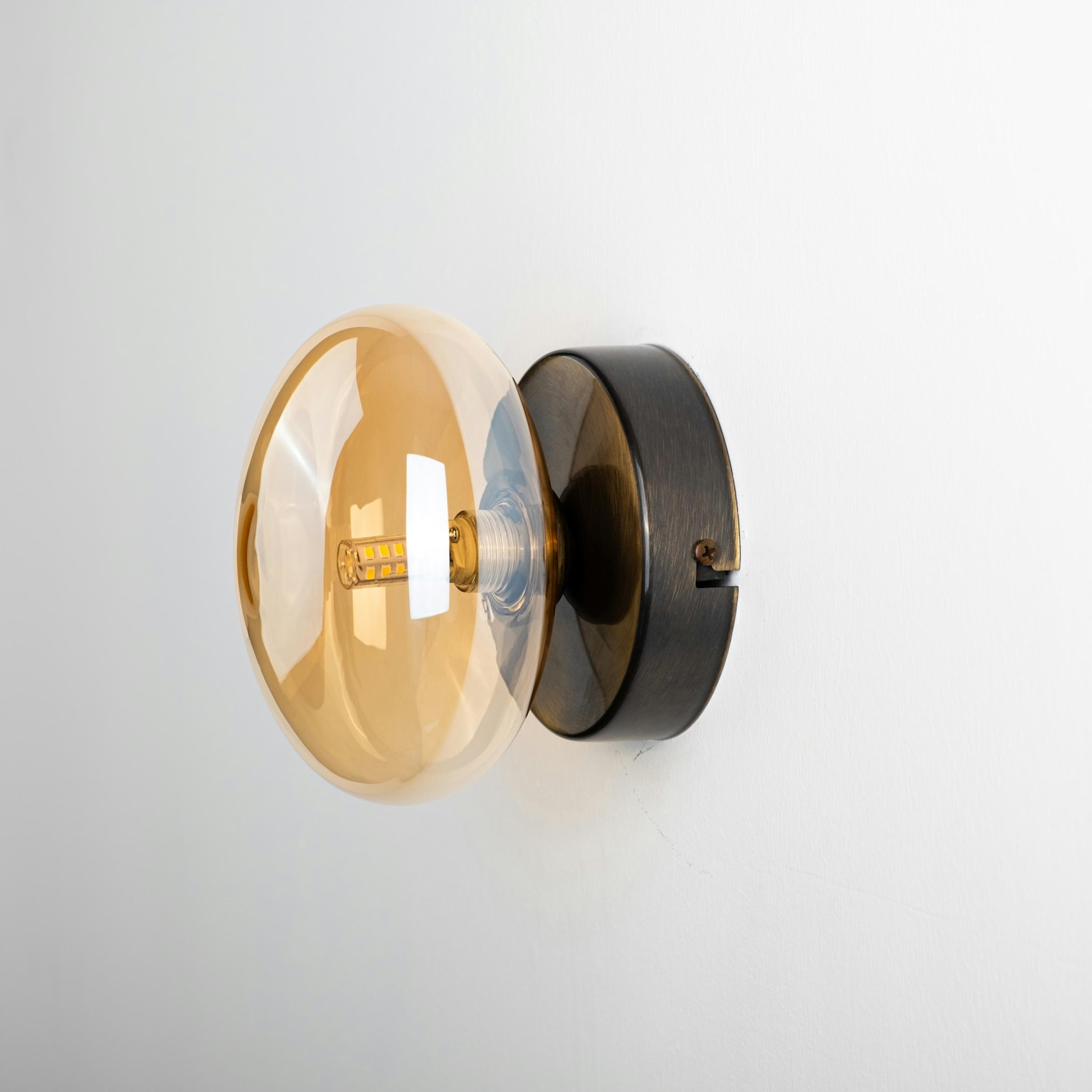 Wall Sconce With Amber Glass, Flush Mount Wall Lamp, Unique Bedroom ...