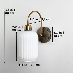White Ribbed Glass Wall Lamp, Elegant Wall Lighting Fixture, Modern ...