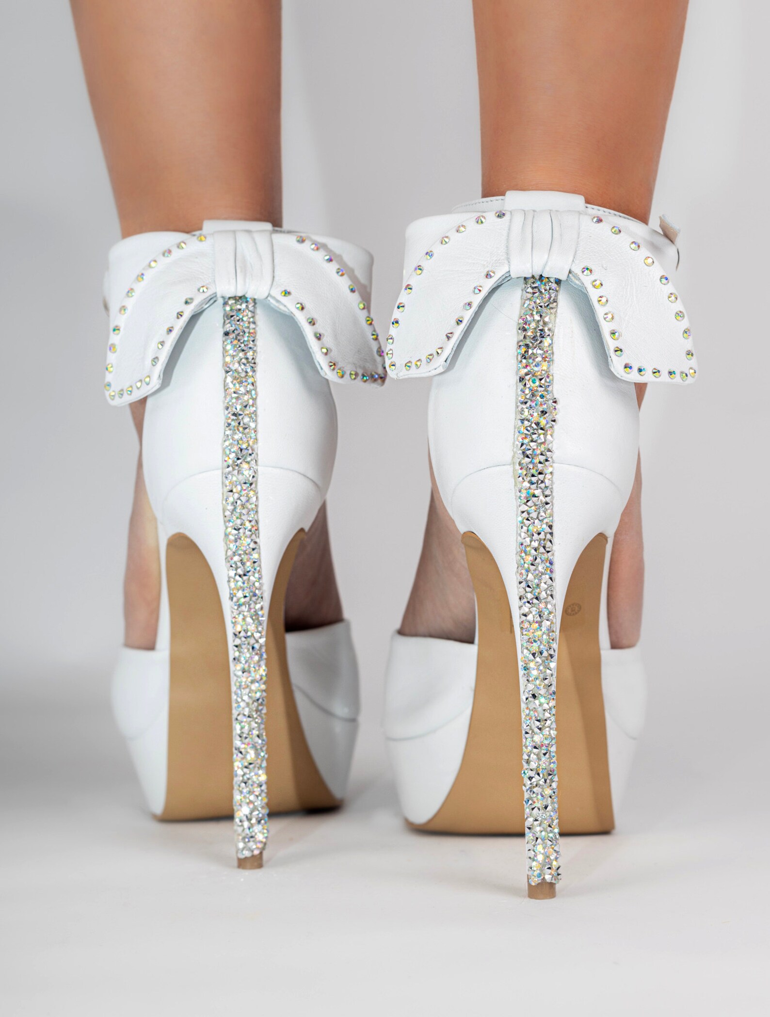 White Bridal Platform Shoes, Wedding Shoes With Swarovski, Platform ...