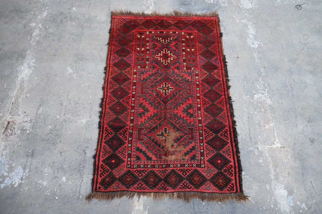 SIZE : 118 X 75 Cm Antique Afghan Tribal Kochi Baluch Rug, Afghan ...