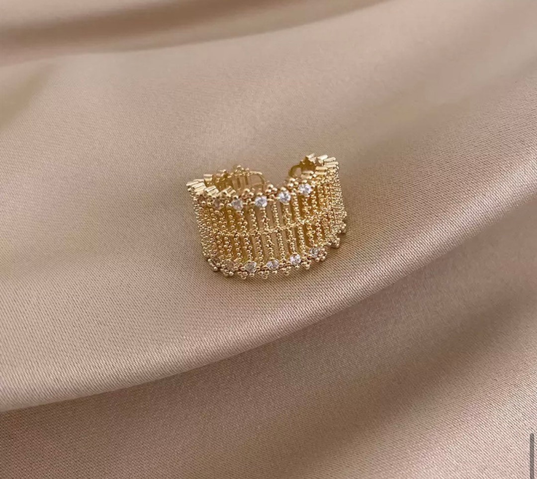 Gold Crystal Pave Ring - Etsy