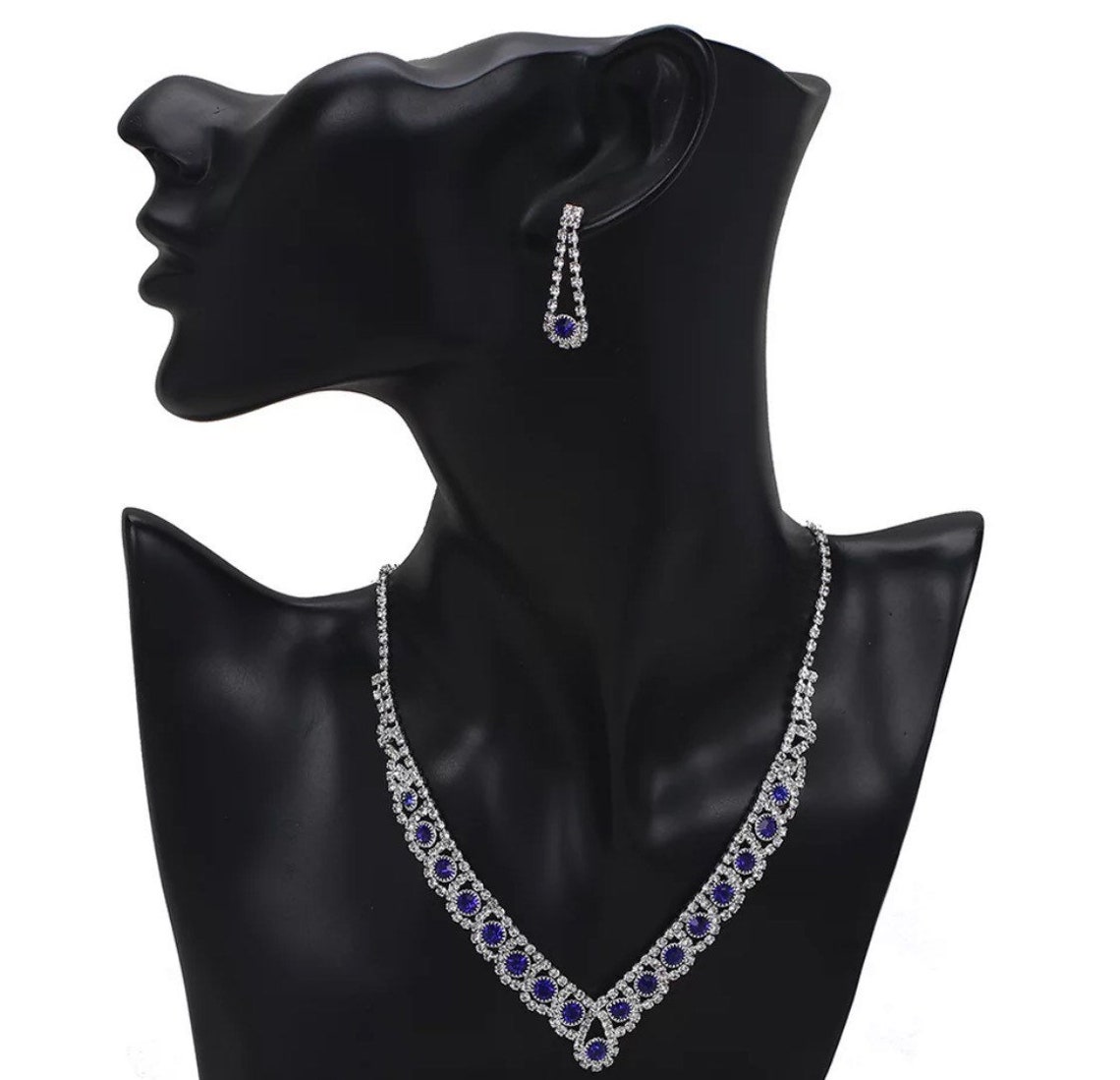 Royal Blue Crystal Bridal Jewellery Set - Etsy UK