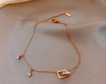 Letter Anklet - Etsy