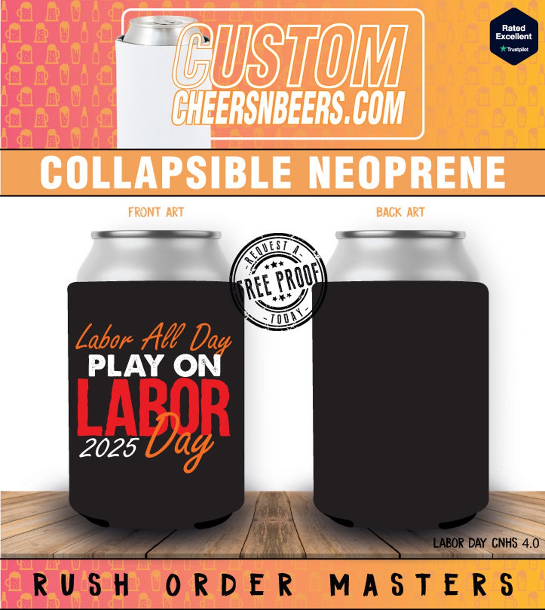 Labor Day Neoprene Can Cooler Labor All Day Play on Labor - Etsy