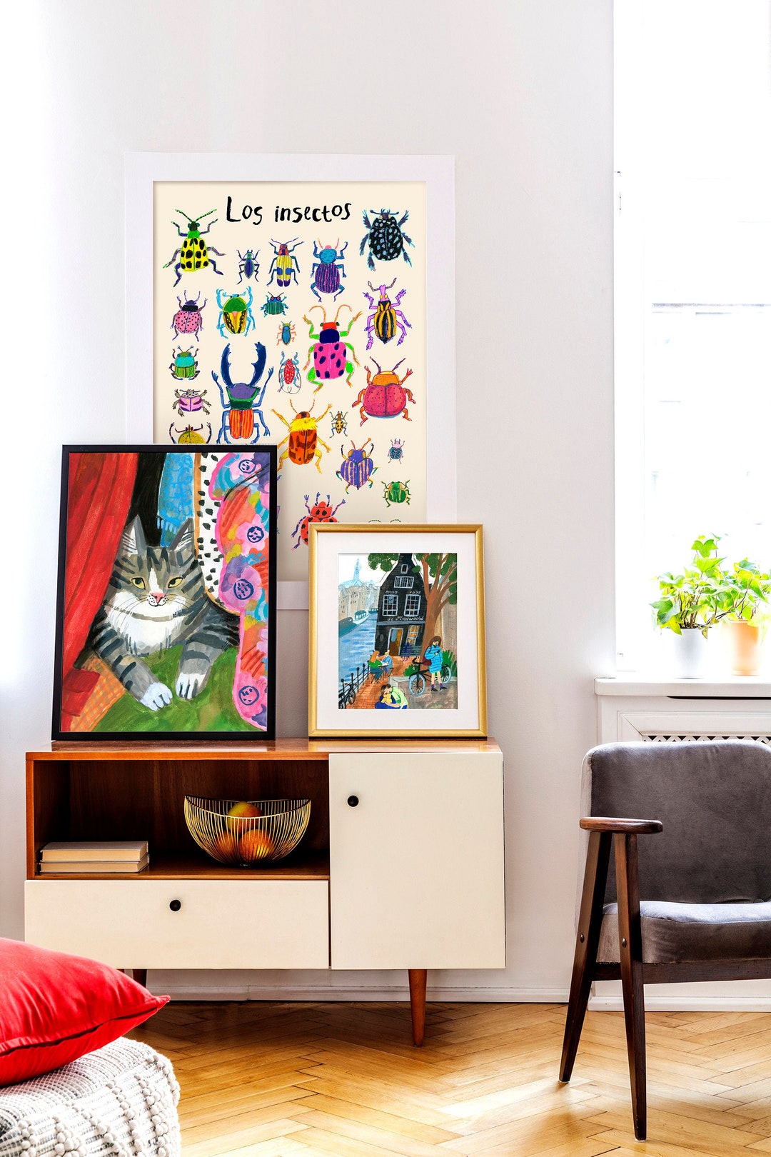 Cat Print, Cat Poster, Cat Wall Art, Colorful Cat Poster, Wall Art ...