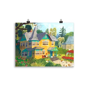 Yellow House Poster, Cute Houses Print, House Illustration - Etsy