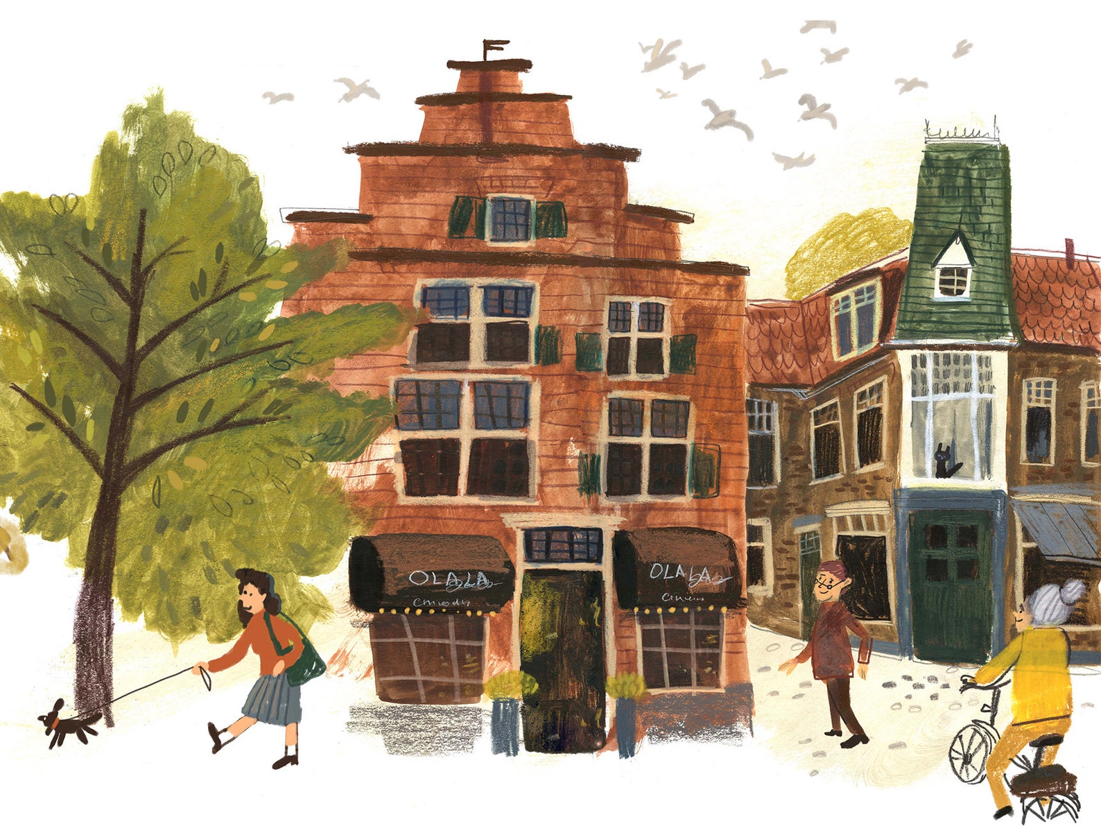 Cozy Town Poster Cute Houses Print Europe Wall Art - Etsy