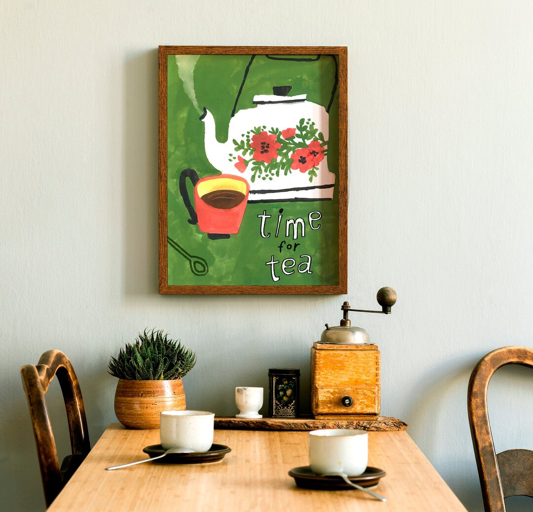 Green Tea Art Poster for Kitchen - Etsy