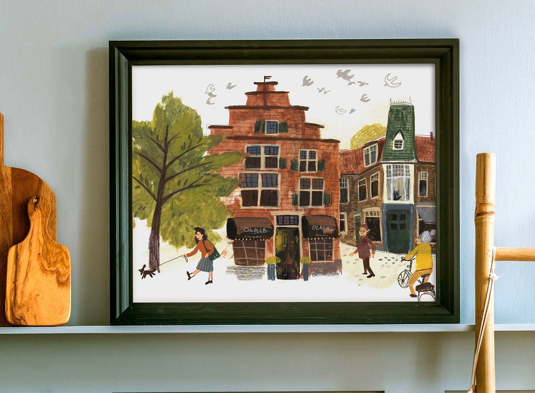 Cozy Town Poster, Cute Houses Print, Europe Wall Art - Etsy