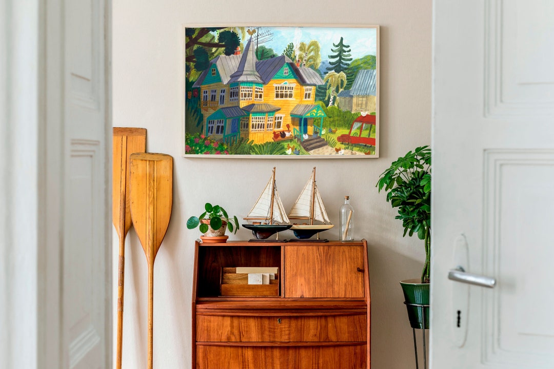 Yellow House Poster, Cute Houses Print, House Illustration - Etsy