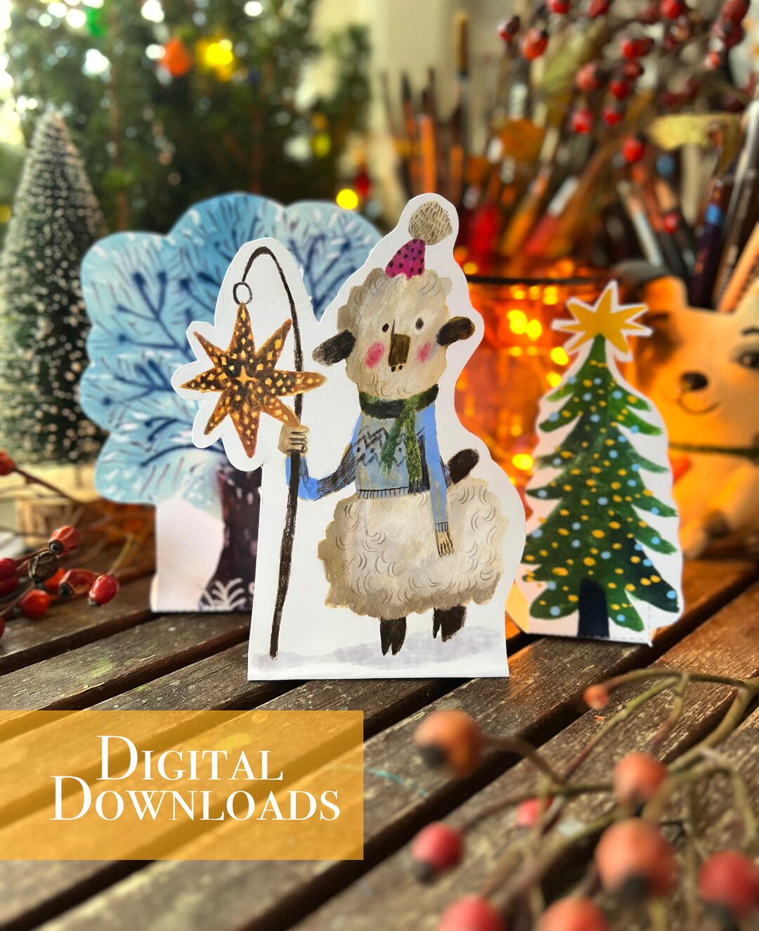 Sheep Christmas Paper Decor, Printable Woodland Animals Paper Toy ...