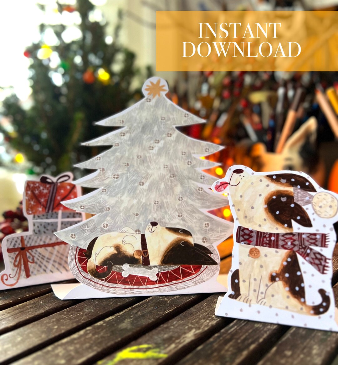 Printable Christmas Dog Paper Toy, INSTANT DOWNLOAD, Holiday Paper Doll ...