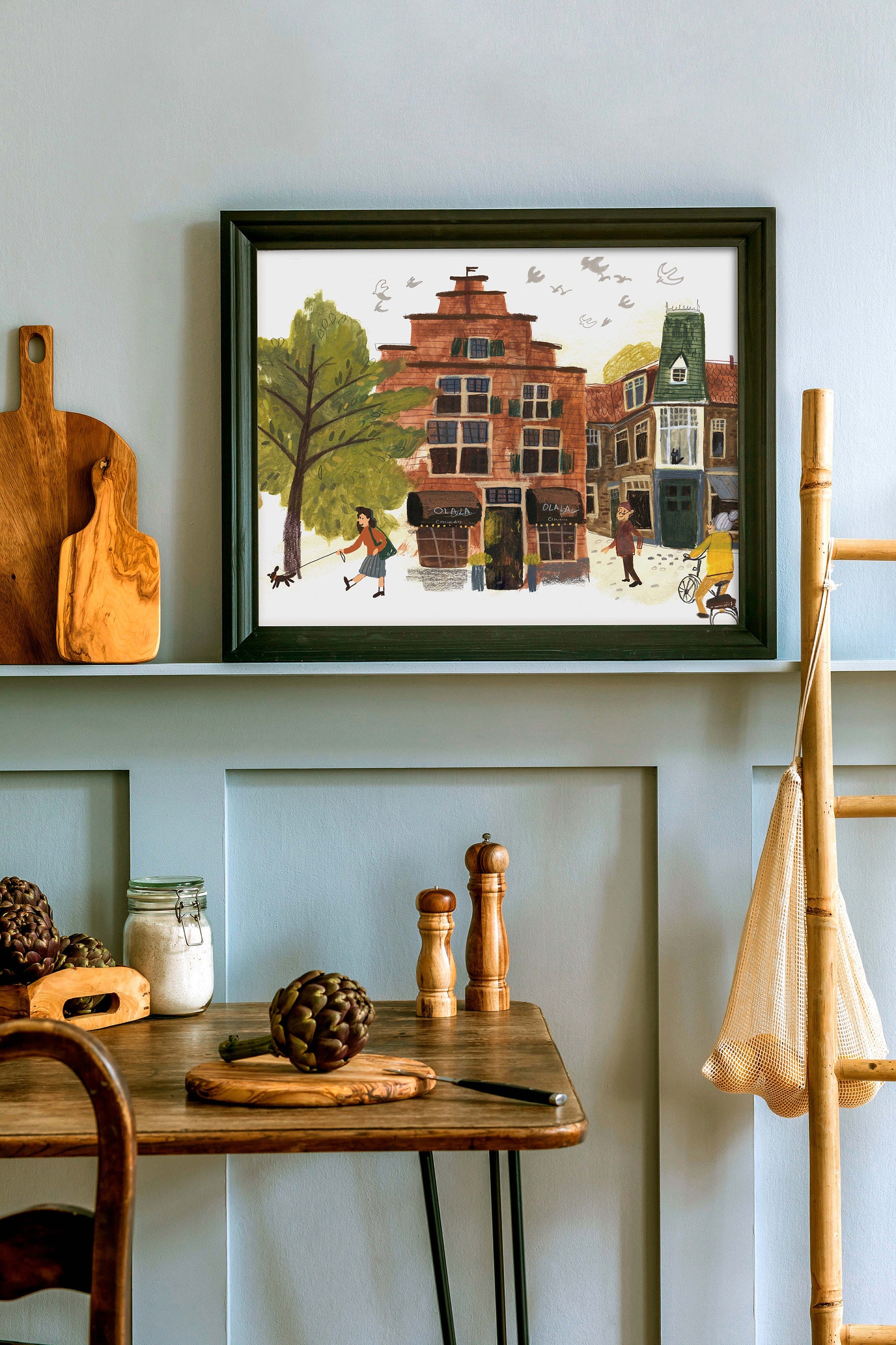 Cozy Town Poster Cute Houses Print Europe Wall Art - Etsy