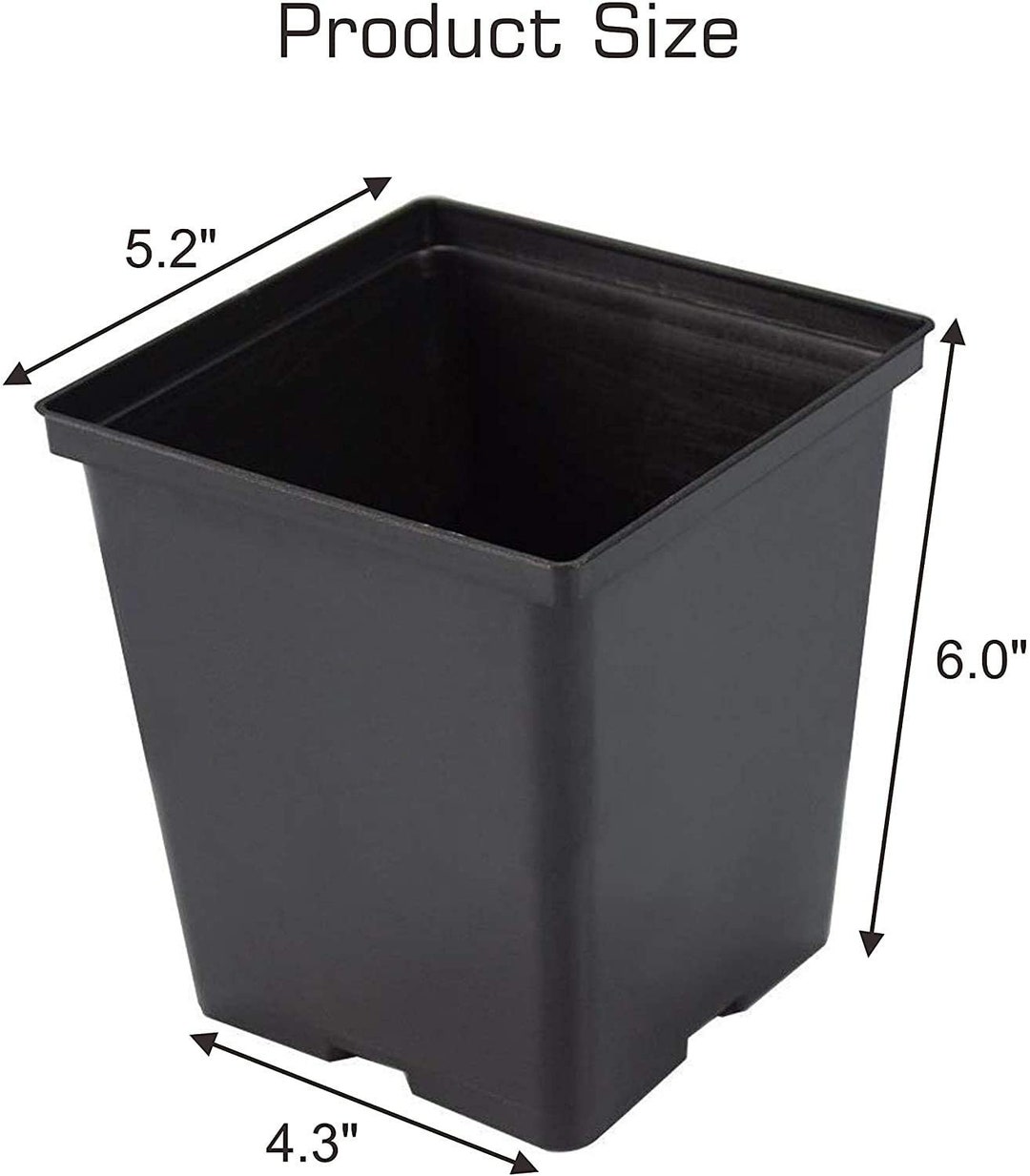 Set of 6 Pots 1/2 Gallon Square Black Plastic Nursery Plant Pots/flower ...
