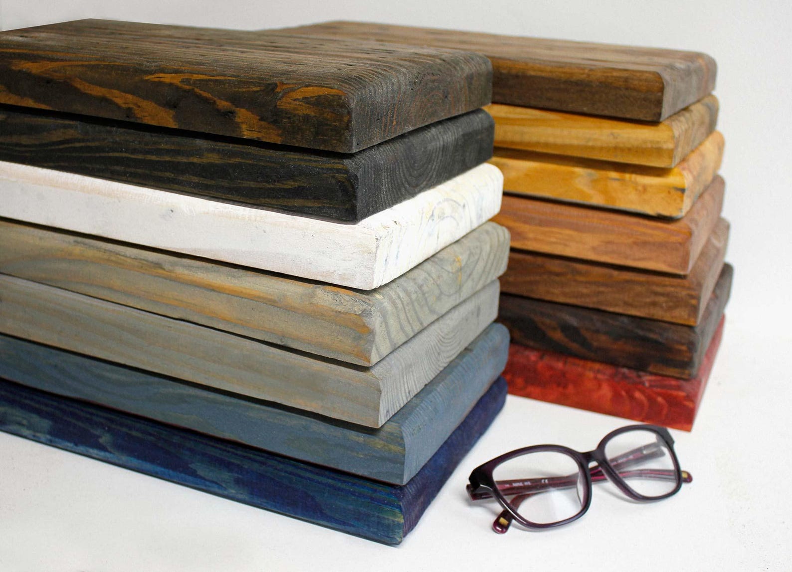 Reclaimed Pine Wood Minwax Stain Samples Faux Hand-weathered Finish for ...