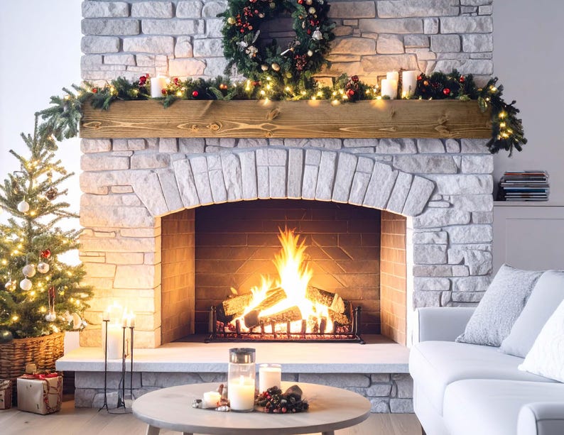 Fireplace Mantel Floating Mantle Shelf Farmhouse Country Living Room ...
