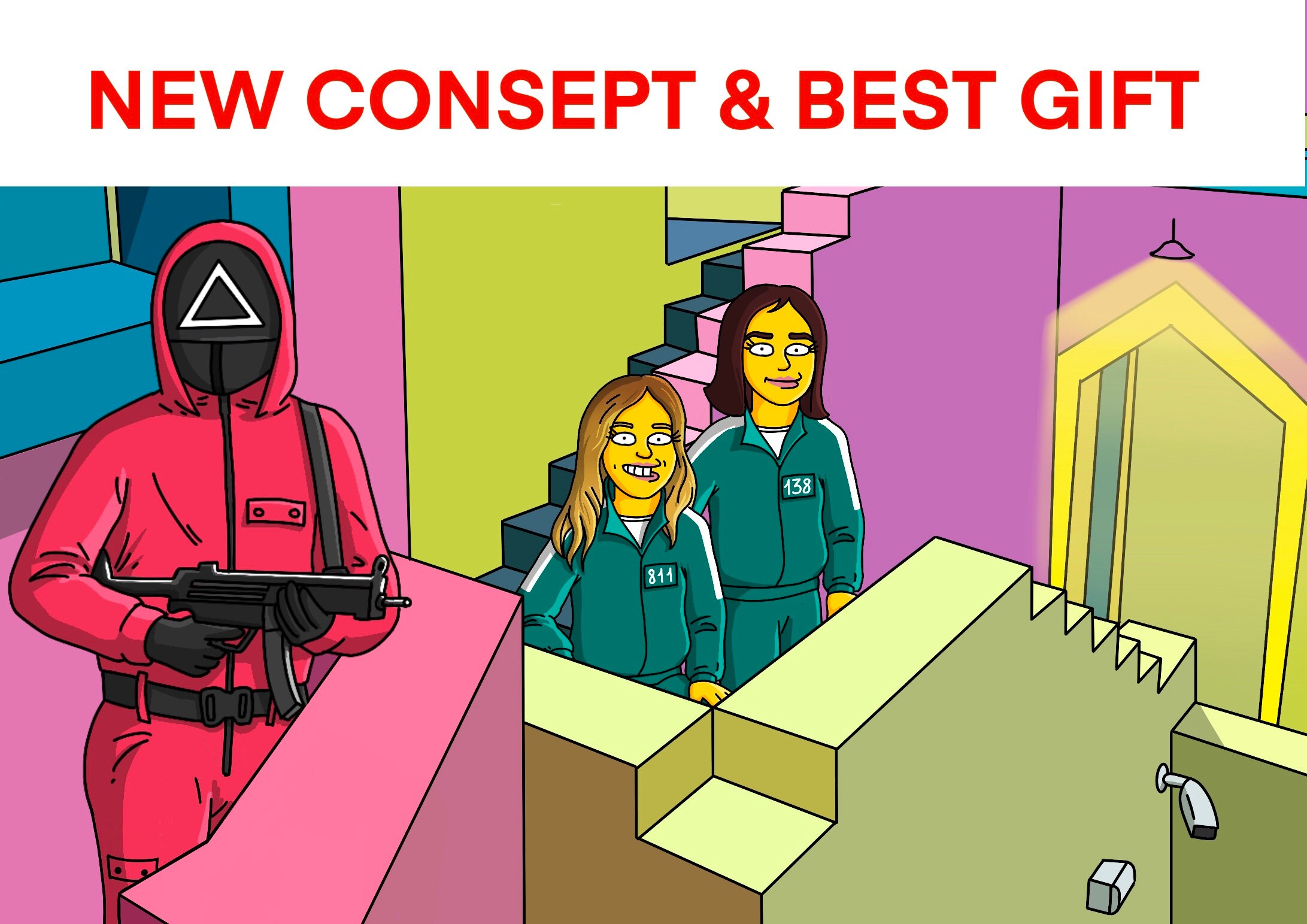 Squid Game Custom Portrait Simpson Custom Portrait Mashup - Etsy