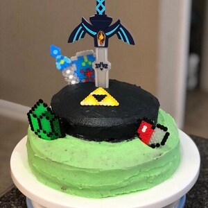 Zelda Master Sword Personalized Cake Topper and Zelda Crest Cupcake (1 ...