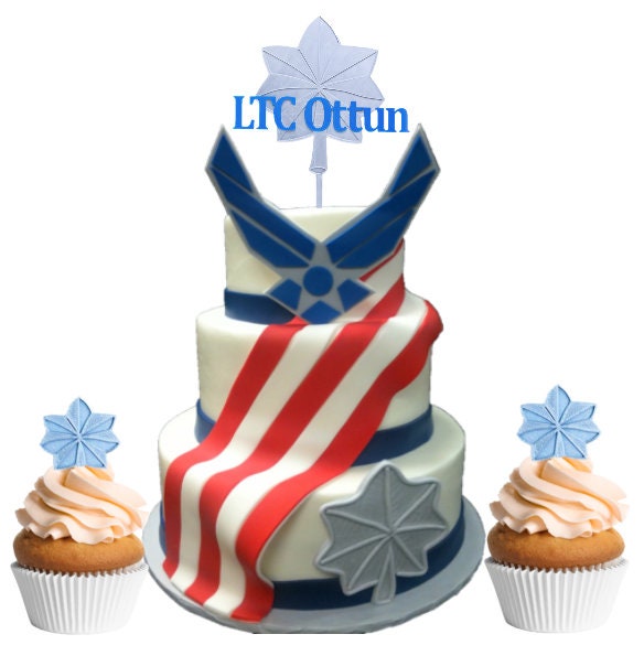 Lt Col/ltc Silver Oak Leaf Cake and Cupcake (1 Doz) Topper Combo - Etsy