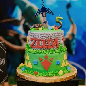 Zelda Master Sword Personalized Cake Topper and Zelda Crest Cupcake (1 ...
