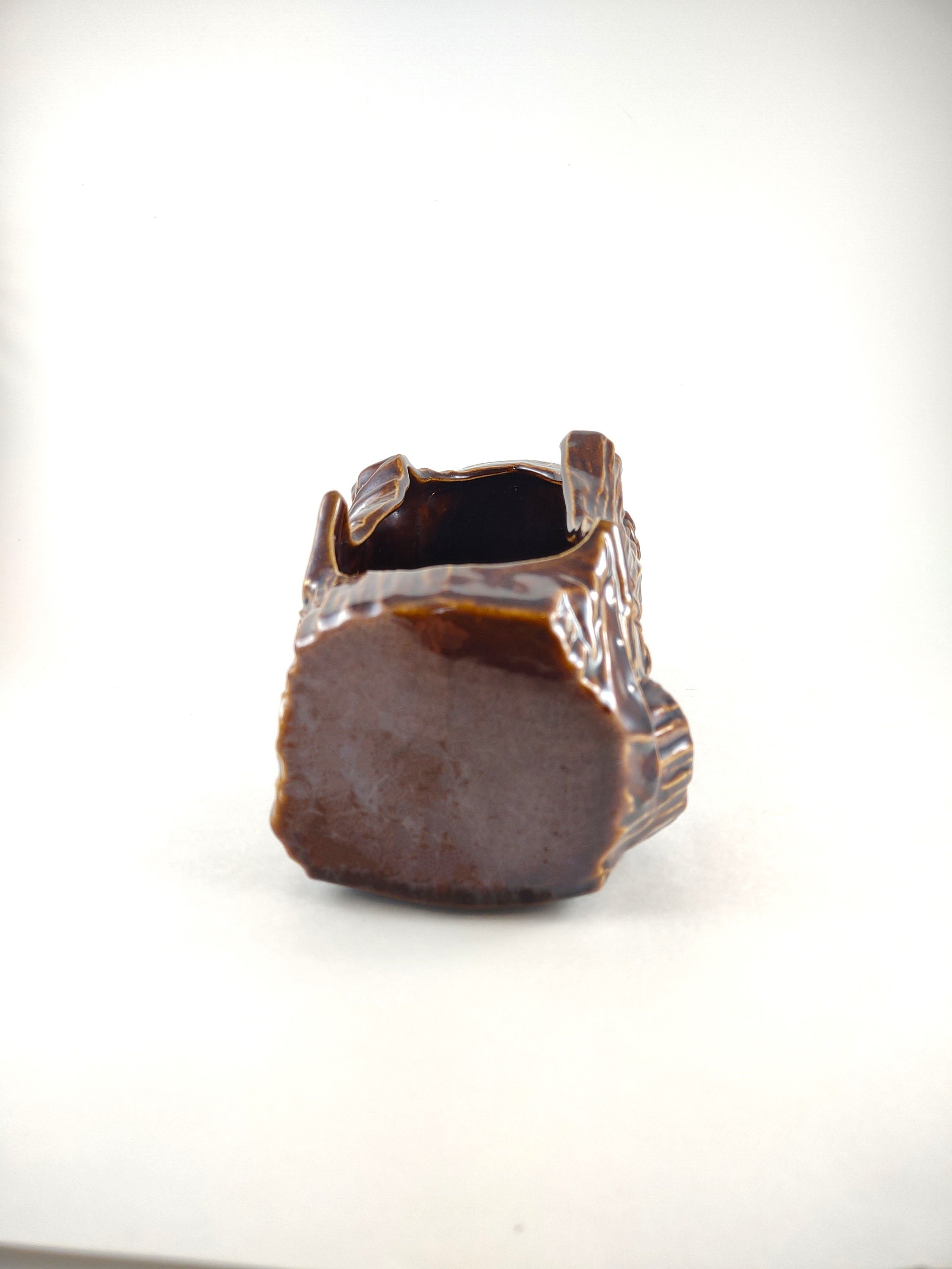 Mccoy Pottery - Glossy Brown Log Planter - Log Motif Planting Dish - - Etsy