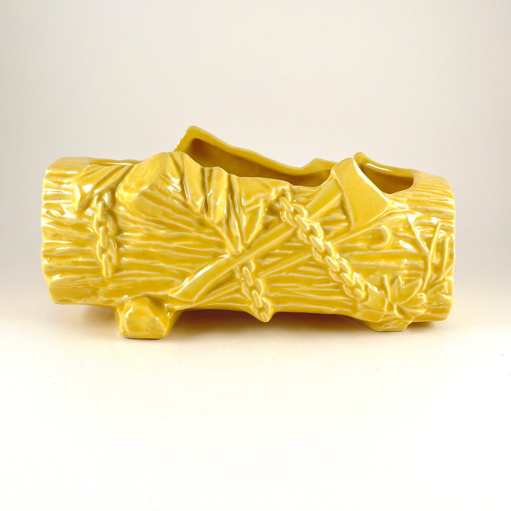 Mccoy Pottery Glossy Yellow Log Planter 631 Log Motif Planting Dish ...