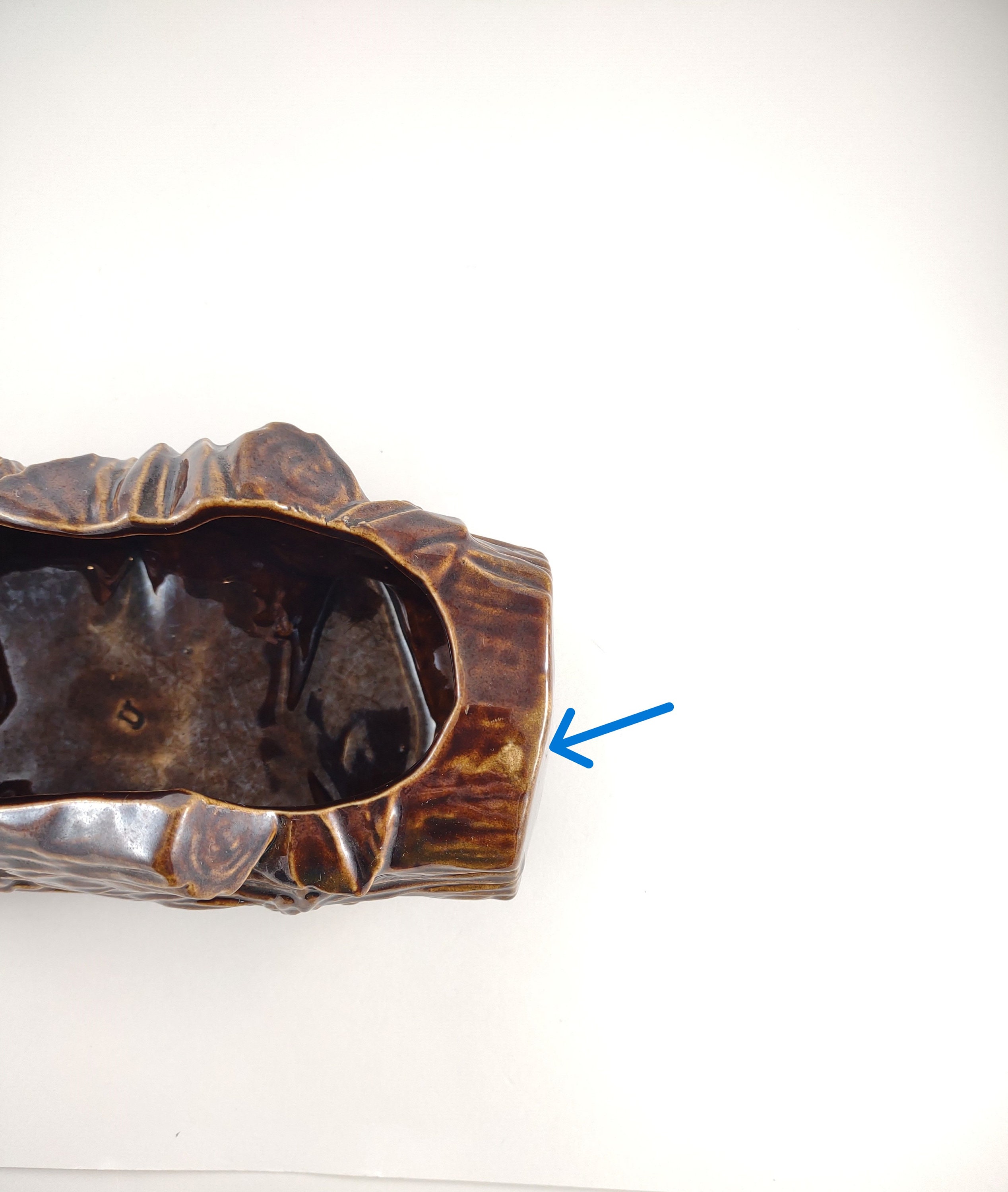 Mccoy Pottery - Glossy Brown Log Planter - Log Motif Planting Dish - - Etsy